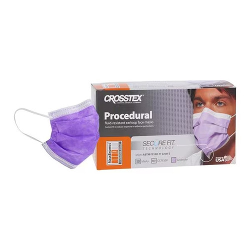 Crosstex Lavender Procedural Level 2 Earloop Face Mask with Secure Fit ...