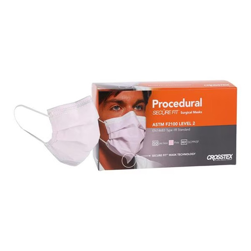 Crosstex Pink Procedural Level 2 Earloop Face Mask with Secure Fit ...
