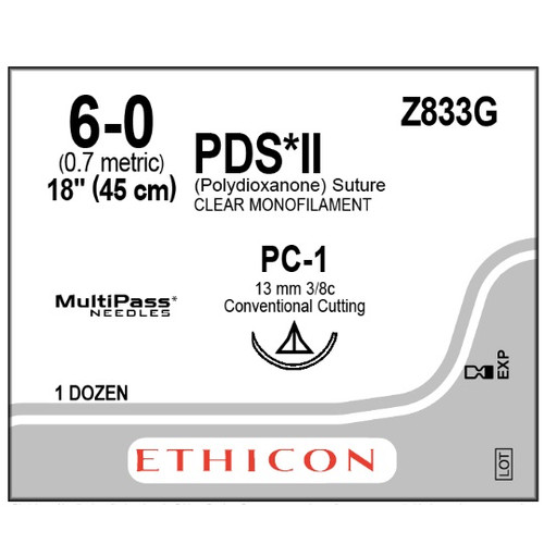 6-0 x 18" Clear PDS II Suture with PC-3 Needle - 12/Box (Z833G ...