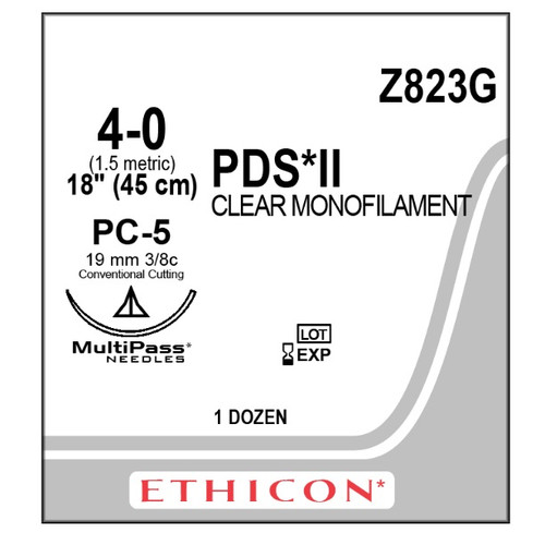 4-0 x 18" Clear PDS II Suture with PC-5 Needle - 12/Box (Z823G ...
