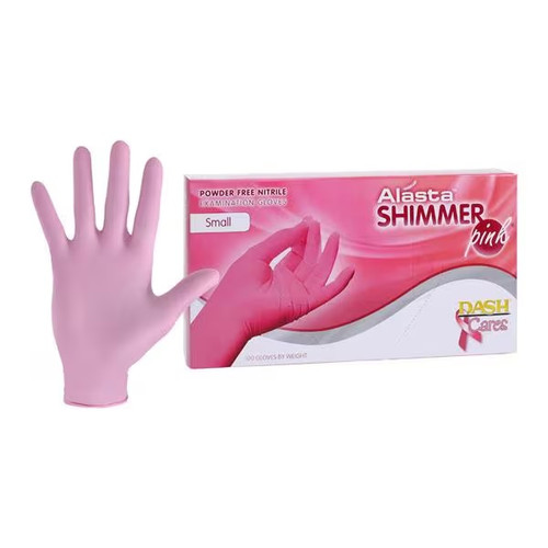 Small Alasta Shimmer Pink Nitrile PF Exam Glove (PNK100S)