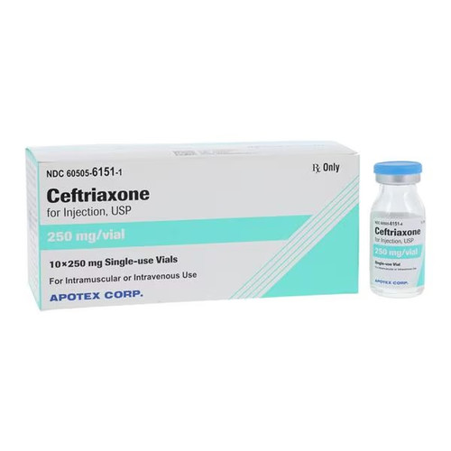 Apotex 250mg Ceftriaxone for Injection in 10mL Vial (60505615201)