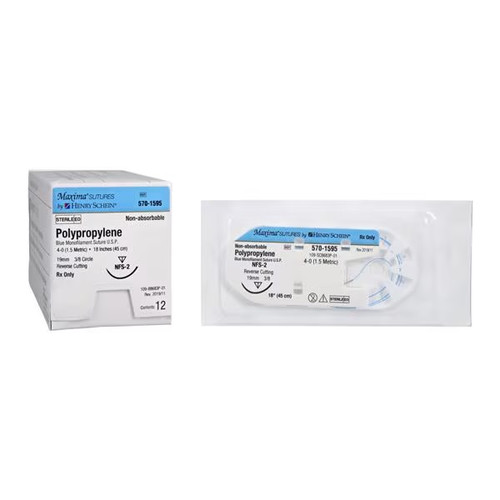 Henry Schein 4-0 Maxima Blue Polypropylene Monofilament Suture with NFS ...