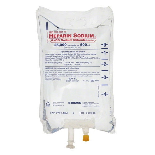 B. Braun 25,000 Units Heparin in 0.45% SoDeepium ChloriDeepe for ...
