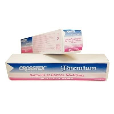 Crosstex 2" x 2" Premium Cotton-Filled Exodontia Sponges (ENCC)