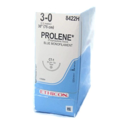3-0 x 30" Prolene Polypropylene Sutures with CT-1 Needle - 36/Box ...