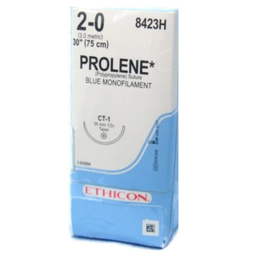 2-0 x 30" Prolene Polypropylene Suture with CT-1 Needle - 36/Box ...