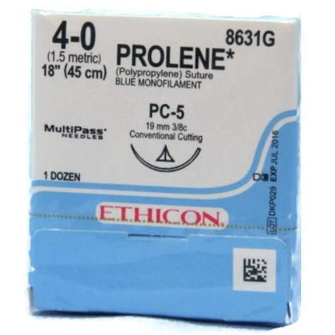 4-0 x 18" Prolene Blue Polypropylene Monofilament Sutures with PC-5 ...