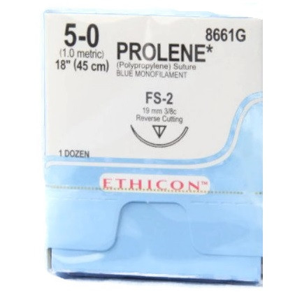 5-0 x 18" Prolene Blue Polypropylene Monofilament Sutures with FS-2 ...