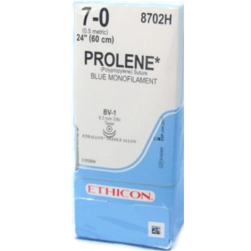 7-0 x 24" Prolene Blue Polypropylene Monofilament Sutures with BV-1 ...