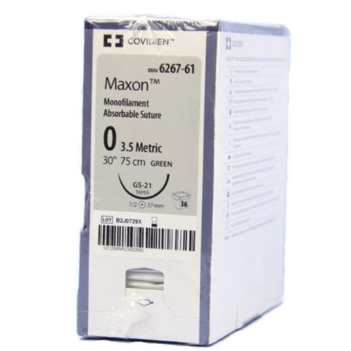Maxon™ Size 0 x 30" Green Polyglyconate Monofilament Sutures with GS-21 ...