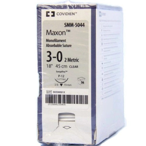 Maxon™ 3-0 x 18" Clear Polyglyconate Monofilament Sutures with P-12 ...