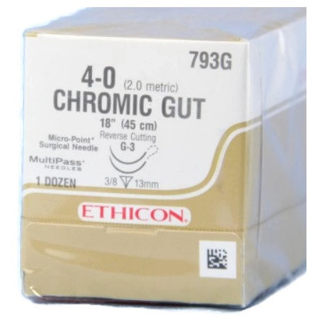 4-0 x 18" Chromic Gut Suture with G-3 & G-3 Needle - 12/Box ...
