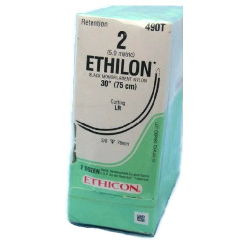 2-0 x 30" Ethilon® Nylon Black Sutures with LR & LR Needles - 24/Box ...