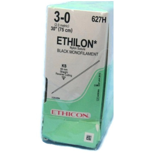 3-0 x 30" Ethilon® Nylon Black Sutures with KS Needle - 36/Box ...