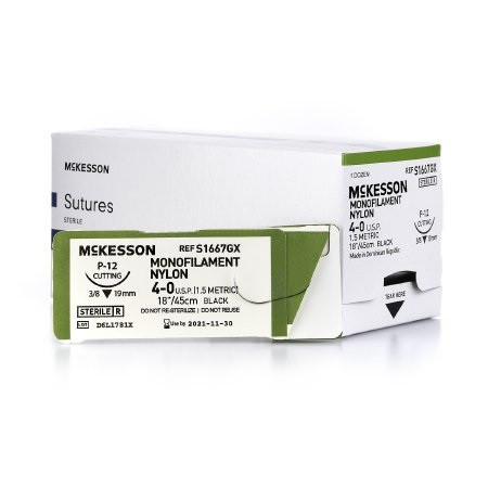 McKesson 4-0 x 18" Nylon Suture with P-12 Needle (S1667GX)