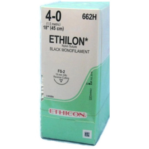 4-0 x 18" Ethilon® Nylon Black Sutures with FS-2 Needle - 36/Box ...