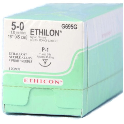 5-0 x 18" Ethilon® Nylon Green Sutures with P-1 Needle - 12/Box ...