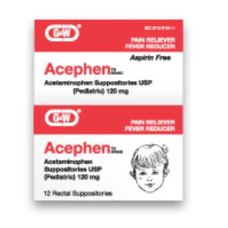 G & W Labs Acephen™ 120mg Acetaminophen Suppository - 12/Box ...