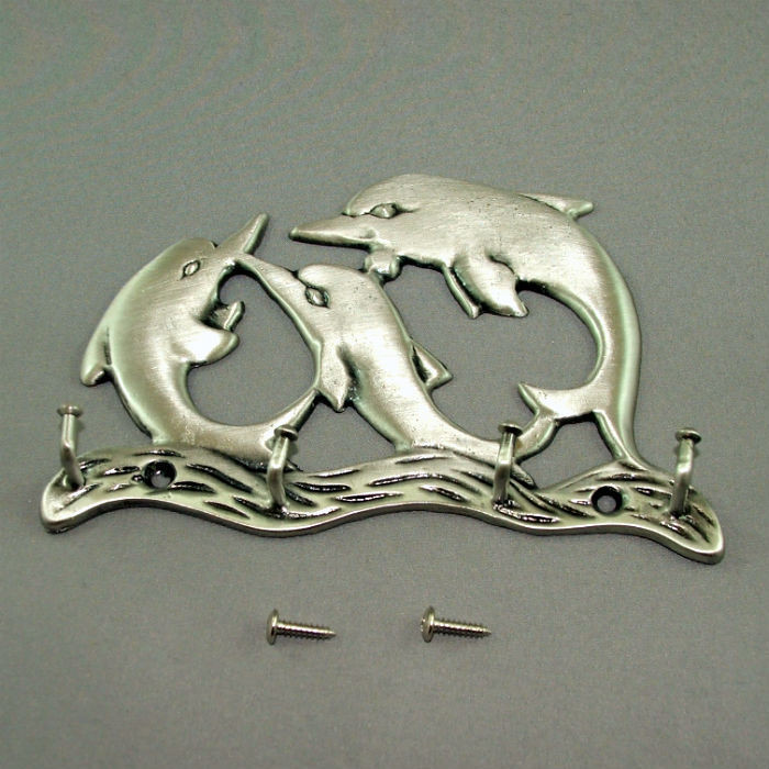 Pewter Large Dolphin Key Hanger - Tas Turning Supplies