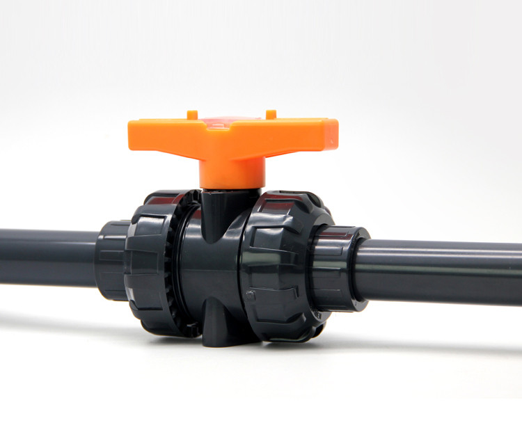 SxS Grey with Orange Handle DIN True Union Ball Valve