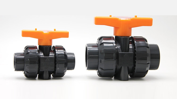 SxS Grey with Orange Handle DIN True Union Ball Valve