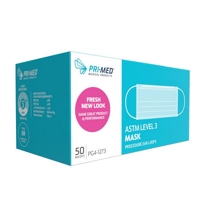 Medicom AssureMask Balance Earloop Face Masks Level 3, Blue, 50/box