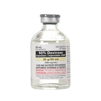 Dextrose 50% Injection USP 50ml Vial 25/tray Non-Returnable