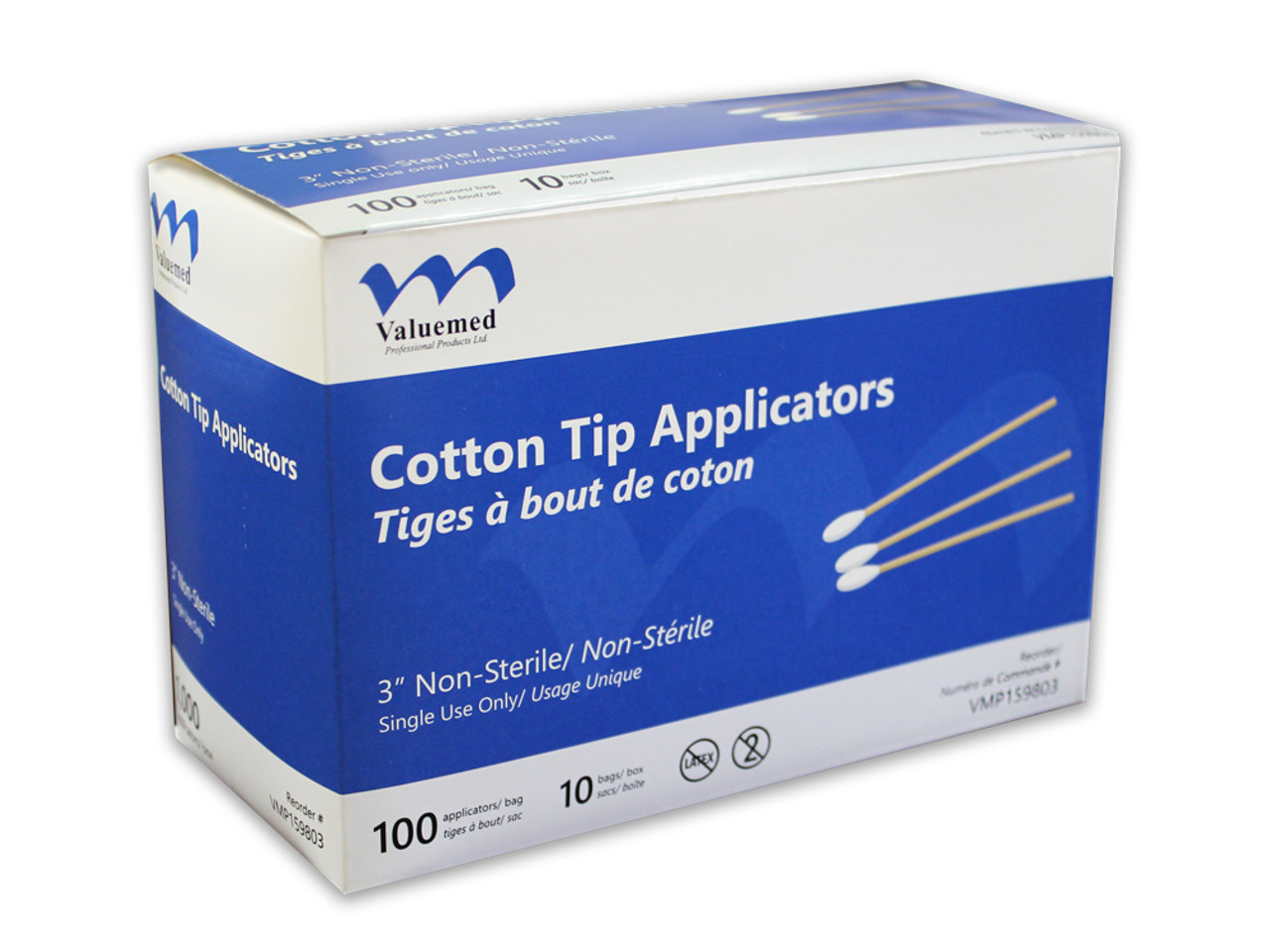 Valuemed Professional Cotton Tipped Applicators, Non- Sterile, 1000/box