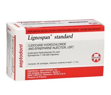 Septodont Lignospan Standard Lidocaine HCl. 2% and Epinephrine 1: ...