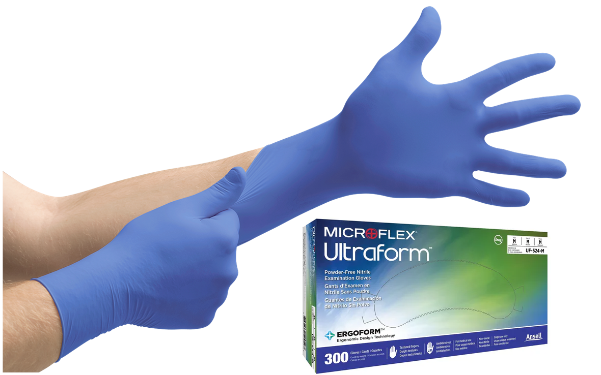 Ansell Microflex Ultraform Nitrile Gloves Powder Free Gloves, 300/box