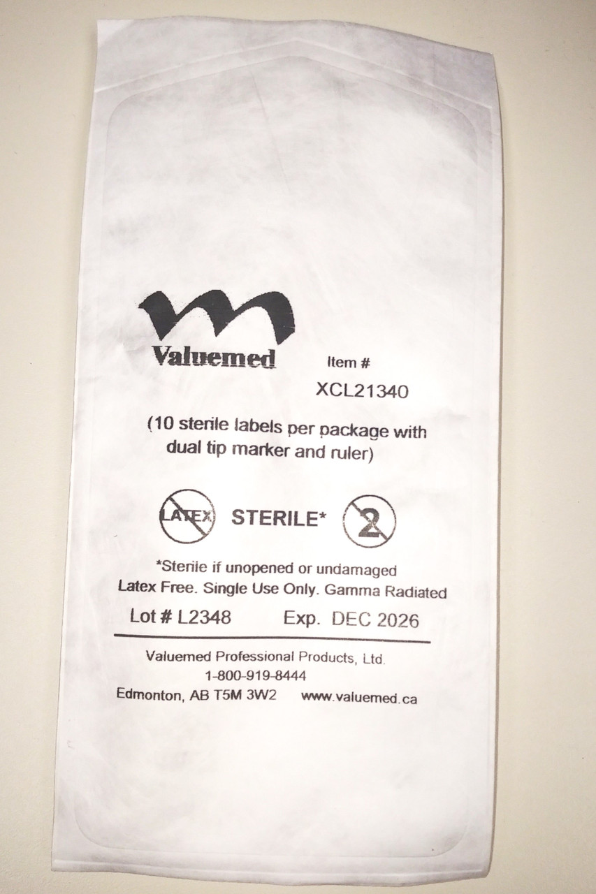 Sterile Medication Labels with Dual Tip Marker and Ruler 100/box