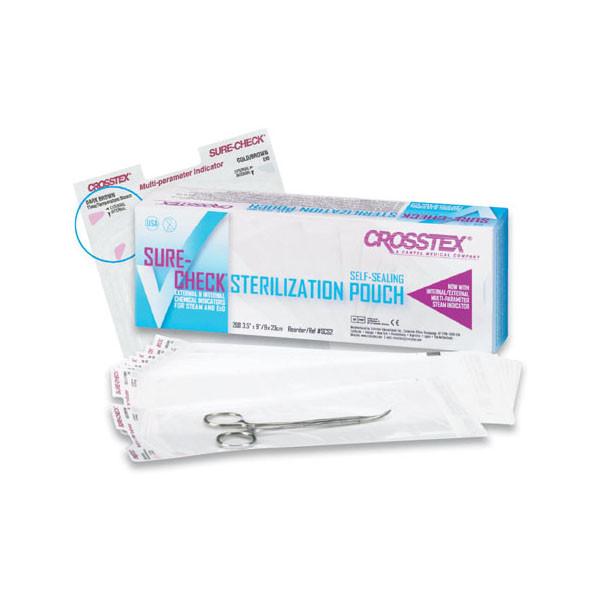 Crosstex Sure-Check Class 4 Sterilization Pouches 5.25" x 6.5" 200/bx ...