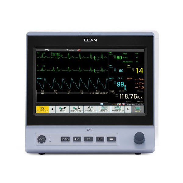 EDAN X10 Patient Vital Sign Monitor 10.1" Screen, 3/5 Lead ECG, NIBP ...