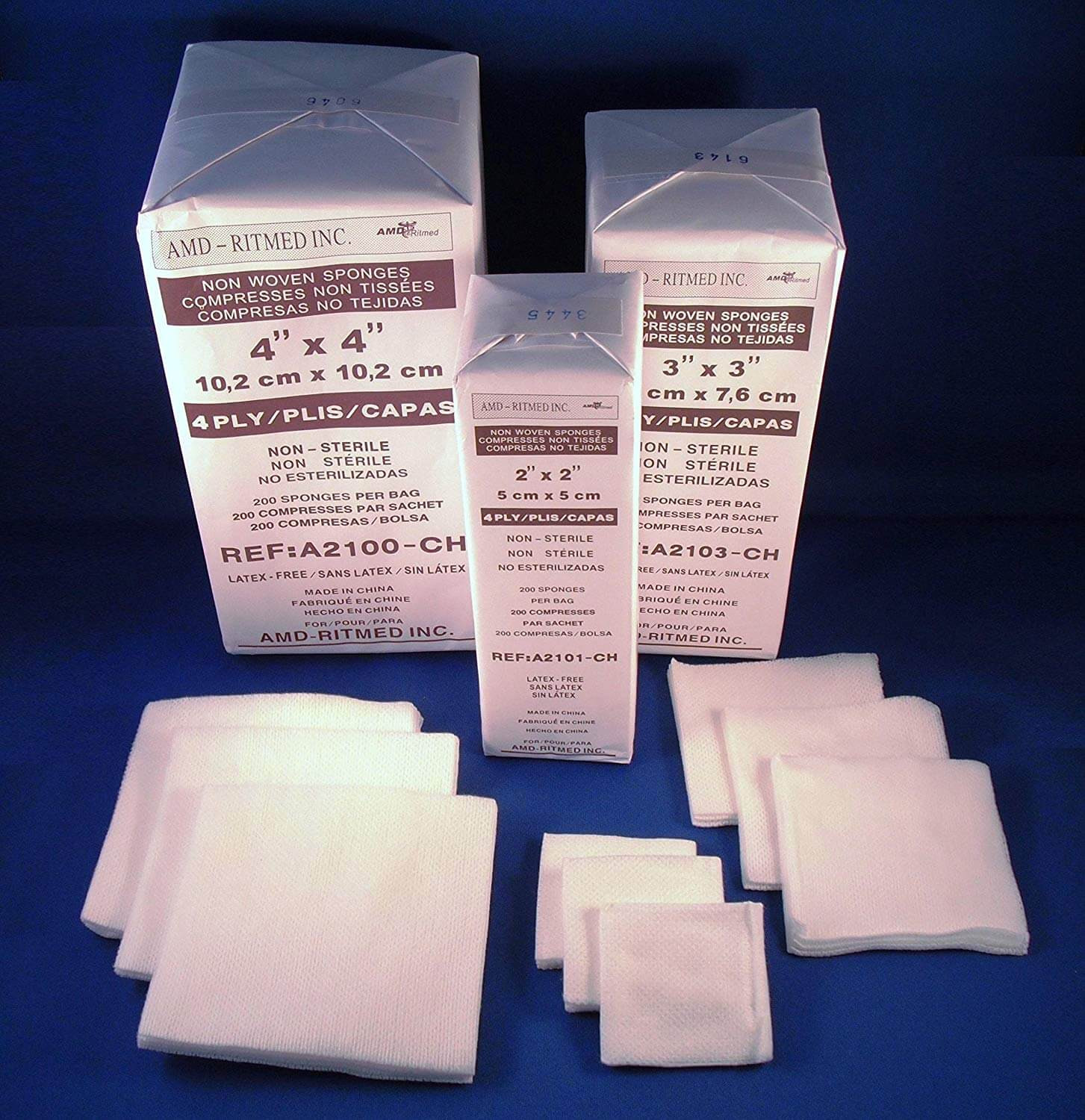 AMD Ritmed Gauze 4x4 Non-Woven Non-Sterile 4-ply, 2000 gauze/case ...