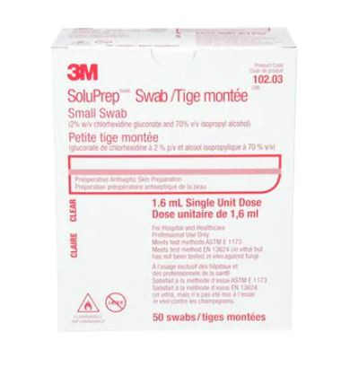 SoluPrep Antiseptic Prep Swabstick 2% CHG & 70% Alcohol 50/box ...