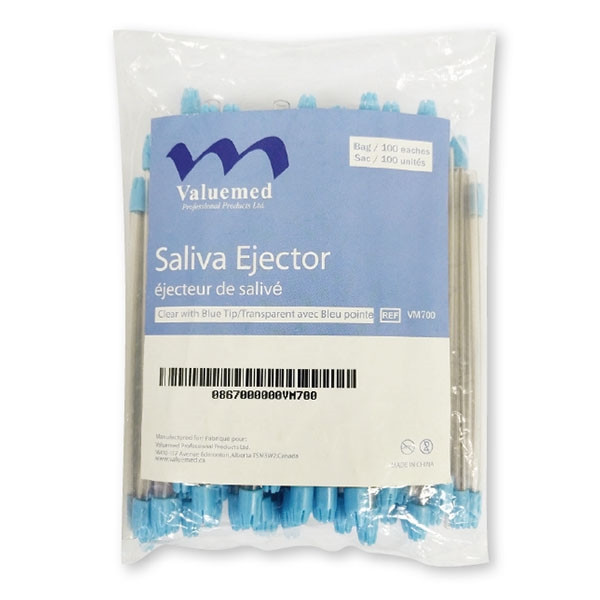 Valuemed Saliva Ejectors Clear with Blue