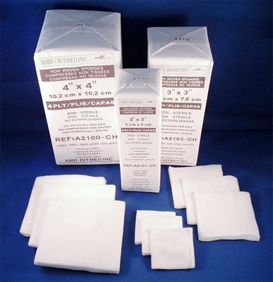 AMD Ritmed Gauze 4x4 Non-Woven Non-Sterile 4-ply, 2000 gauze/case ...