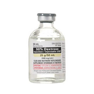 Dextrose 50% Injection USP 50ml Vial 25/tray Non-Returnable