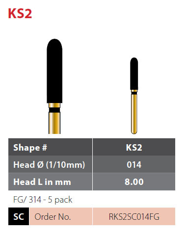 Coltene Alpen Multilayer Diamond Bur KS2-014 FG/314 Super Coarse 5/pkg