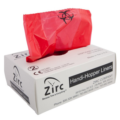 Zirc Handi Hopper Liners Red Biohazard (100/Box) - Valuemed ...