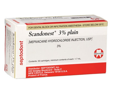 Septodont Scandonest 3% Plain Mepivacaine HCl. 3% Anesthetic Injection ...