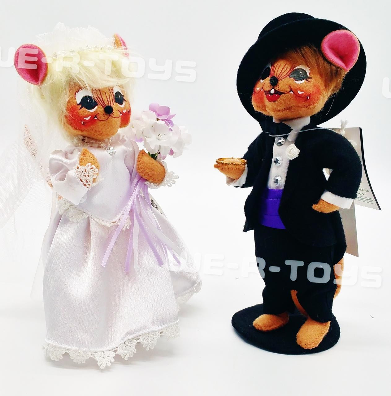 Annalee Mobilitee Dolls 2008 Bride & Groom Mouse Couple 6" Wired Dolls ...