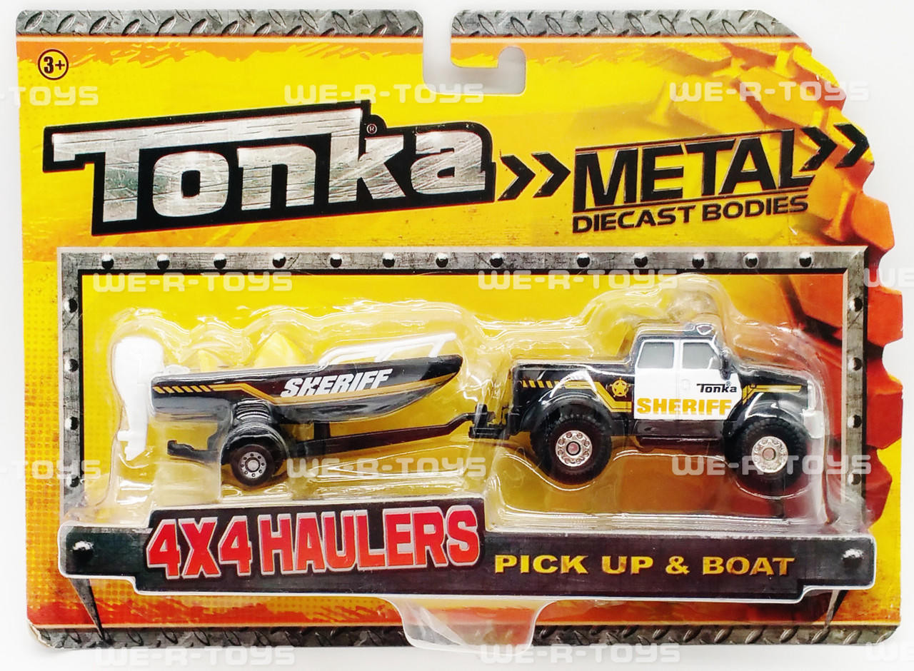 Tonka Metal Diecast 4x4 Haulers Pick Up & Boat Sheriff Hasbro 2016 NRFP ...