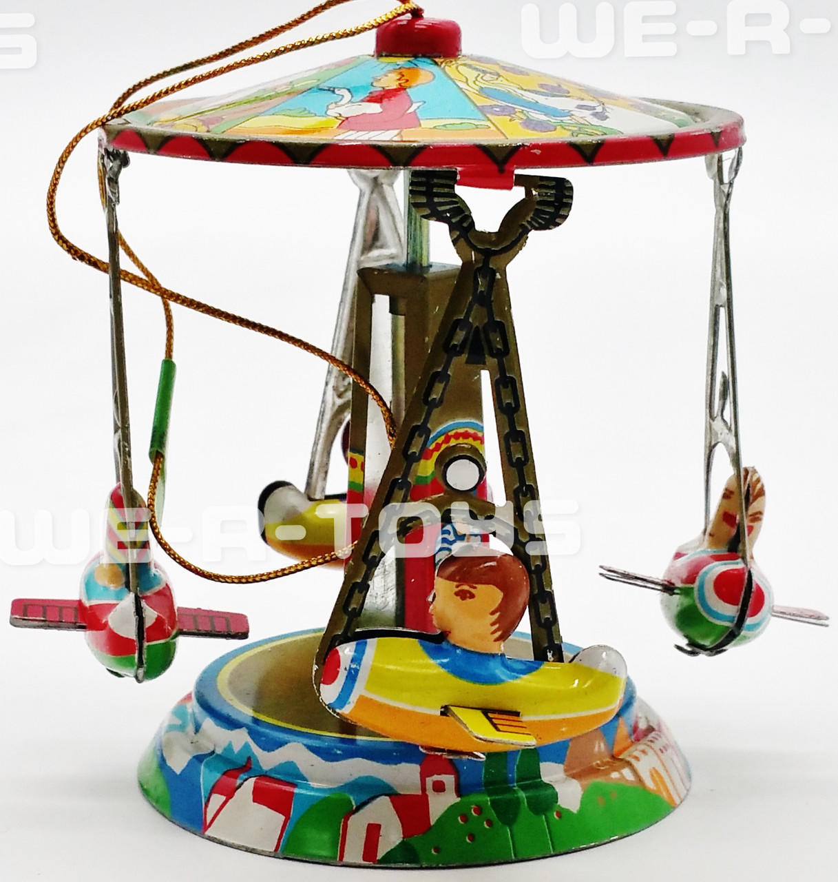 Schylling Carousel Tin Toy Ornament With Box Airplanes Ride 1995 USED ...