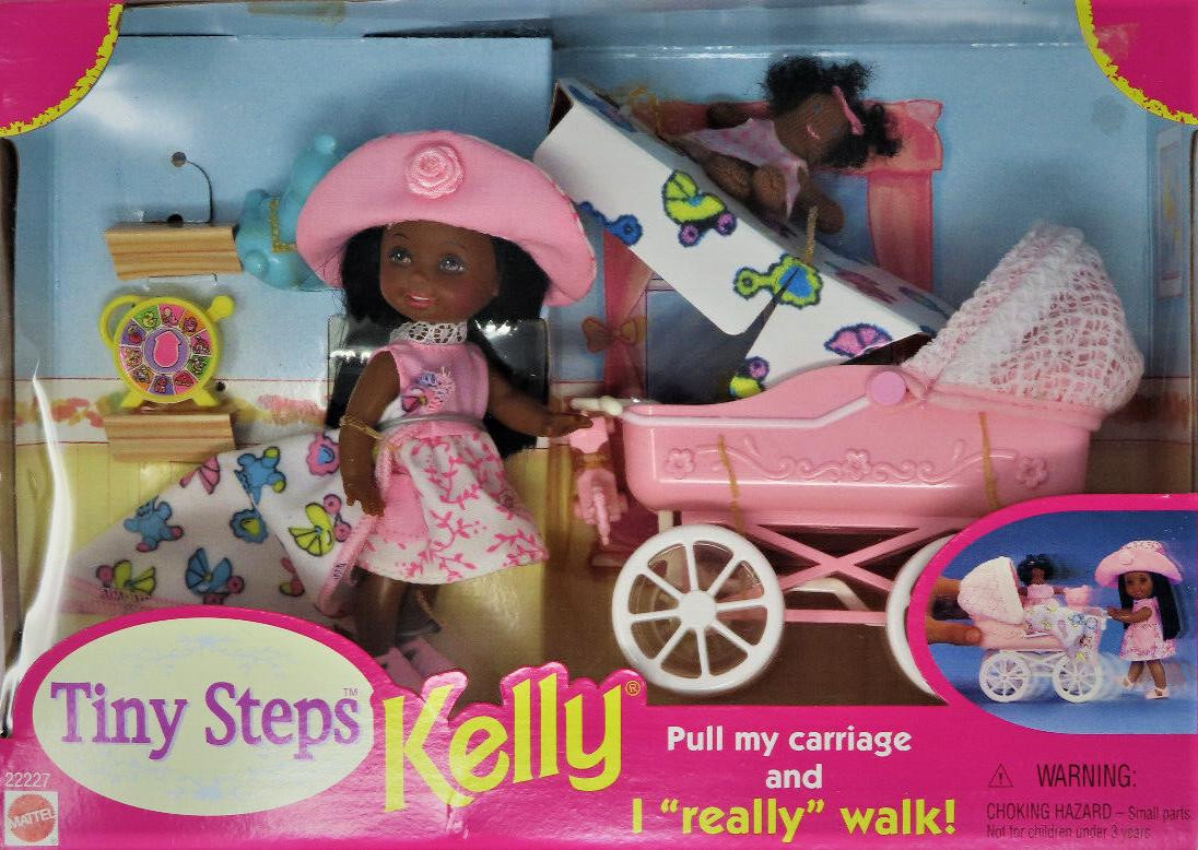 Barbie Tiny Steps African American Kelly with Carriage 1998 Mattel ...