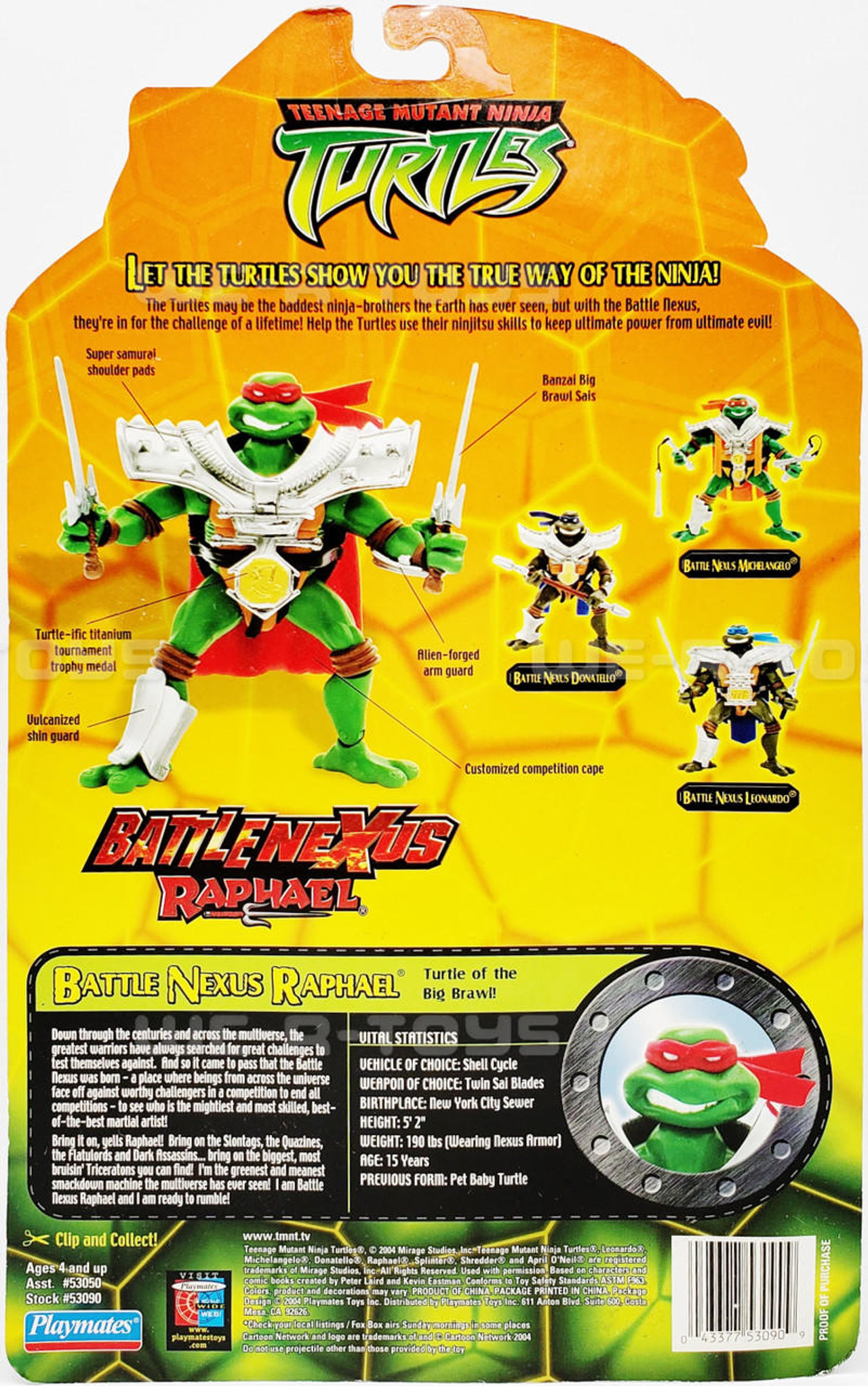 Tmnt Battle Nexus Raphael Action Figure Playmates 2004 53090 New We
