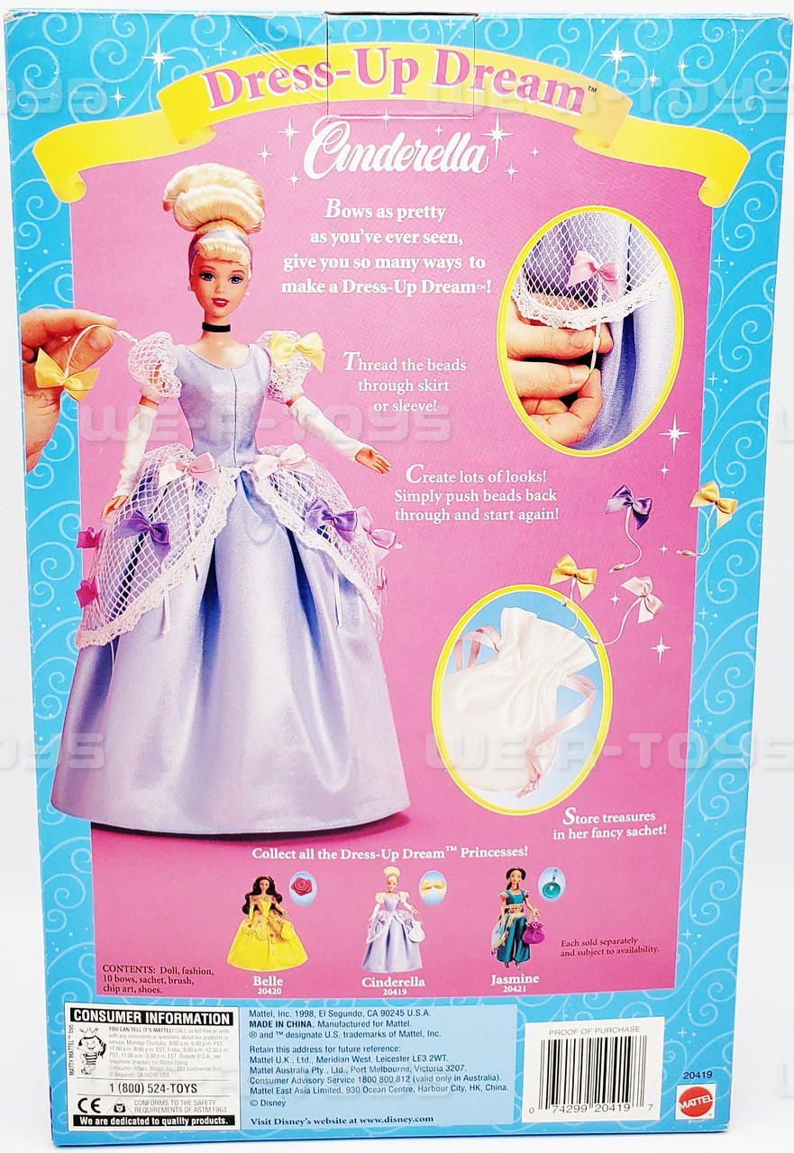 Disney Classics Dress-Up Dream Cinderella Doll Mattel 1998 #20419 NEW ...