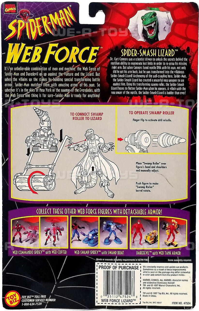 Marvel's Spider-Man Web Force Spider-Smash Lizard Action Figure Toy Biz ...