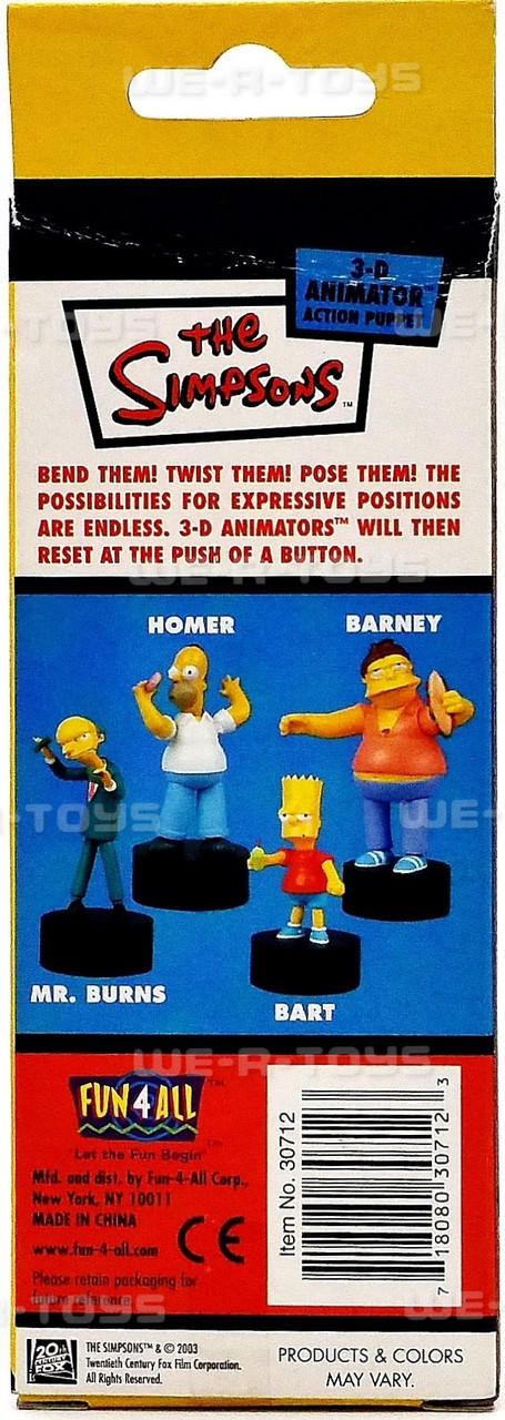The Simpsons Homer 3D Animator Action Puppet Fun 4 All 2003 #30712 NEW ...